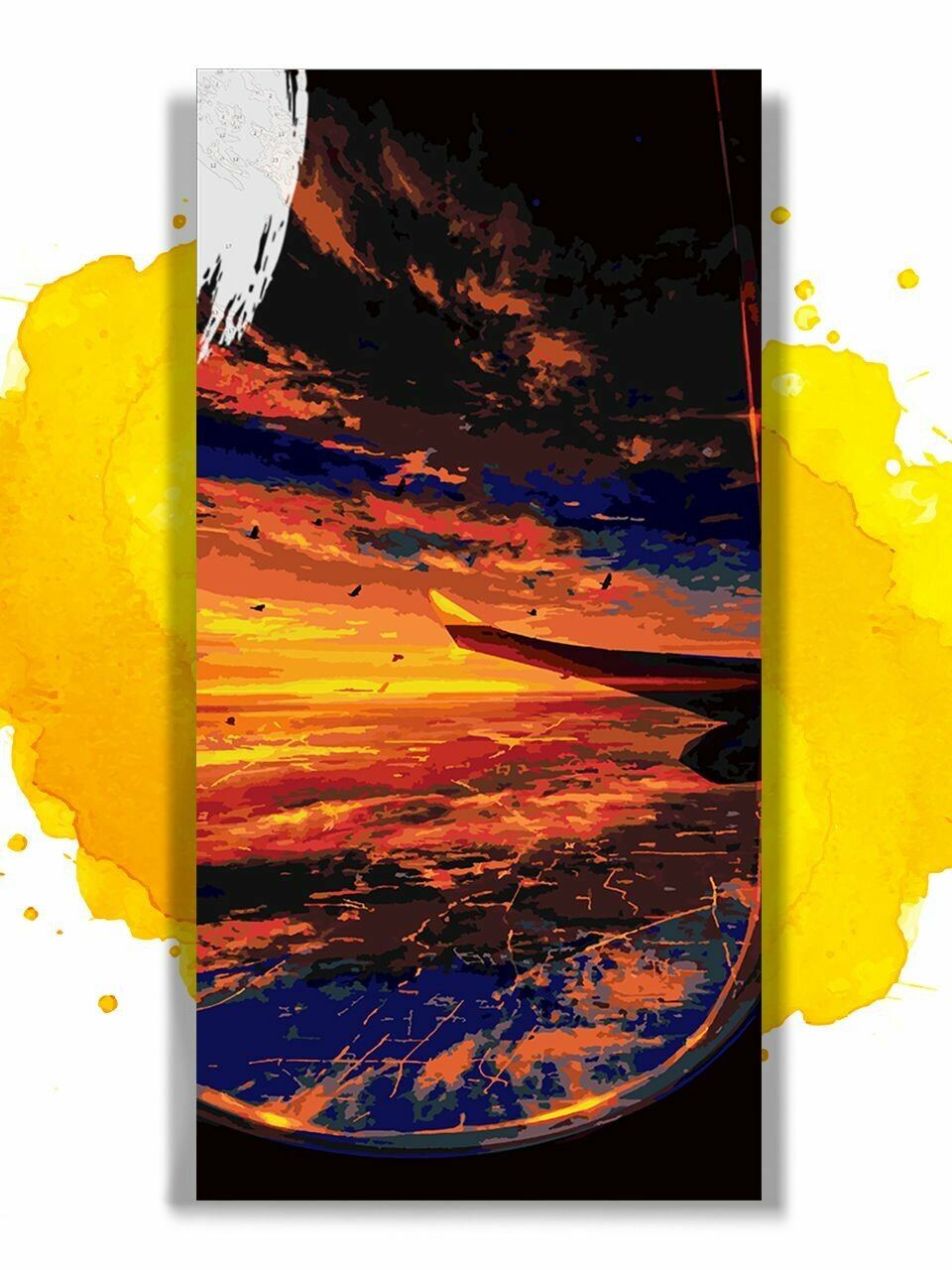 Картина по номерам на холсте Закат в самолете, 30 х 60 см
