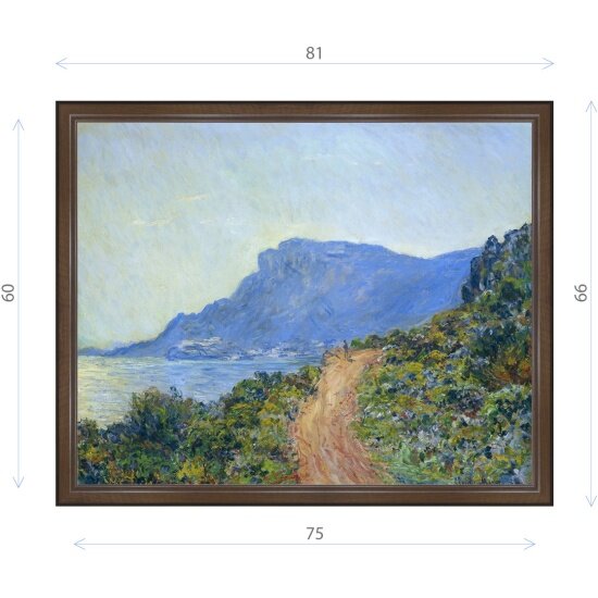 Картина Декор Депо Клода Моне Горная дорога в Монако Матовая бумага в раме без стекла 66х81 см, DDK44696E21W75H60P24