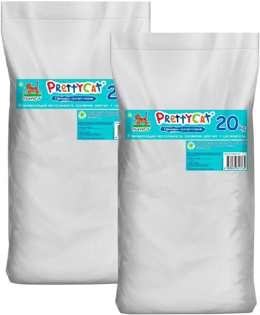 PRETTY CAT PREMIUM наполнитель впитывающий для туалета кошек NEW 20 + 20 кг