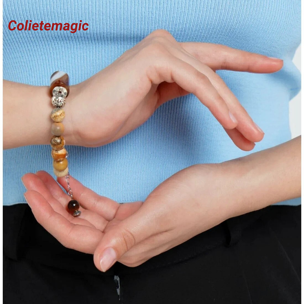 Браслет-нить Coliete, тигровый глаз, сардоникс, яшма