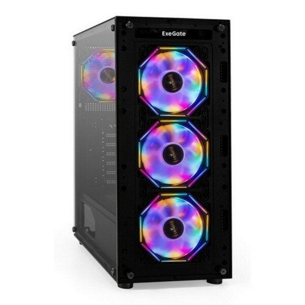 Компьютерный корпус Miditower ExeGate i3 BASE-EVO800 (ATX, БП EVO800RGb с вент. 12 см, с окном, 1хUSB+1хUSB 3.0, аудио, 4 вент. 12см с RGb подсветкой)