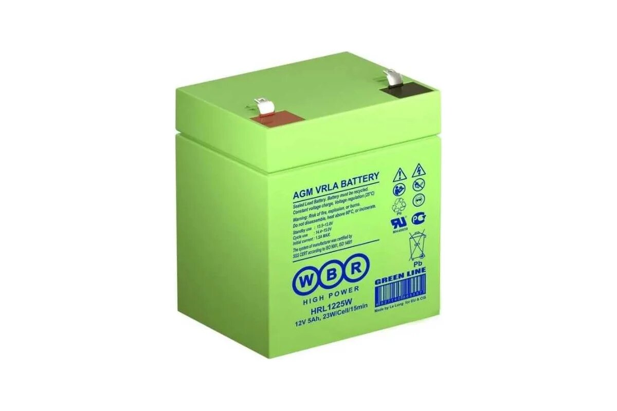 Аккумулятор для ИБП WBR HRL1225W 12В 5,8 Ач AGM необслуживаемый – высота 101 мм, ширина 90 мм, глубина 70 мм, вес 1,97 кг
