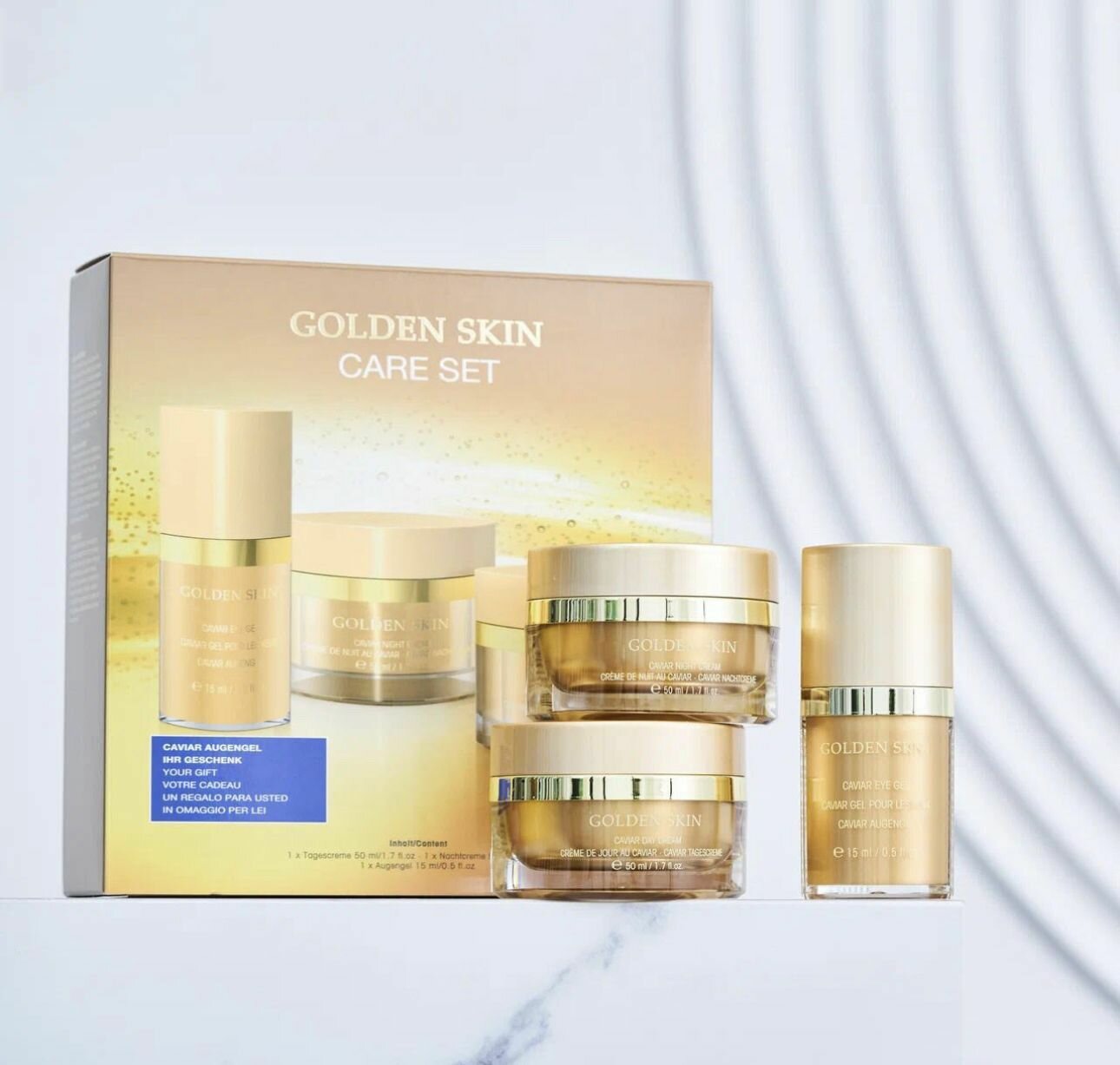 Etre Belle Golden Skin Face Care Set Подарочный набор/ Дневной крем для лица, 50 мл/ Ночной крем для лица, 50 мл/ Сыворотка для кожи вокруг глаз, 15 мл