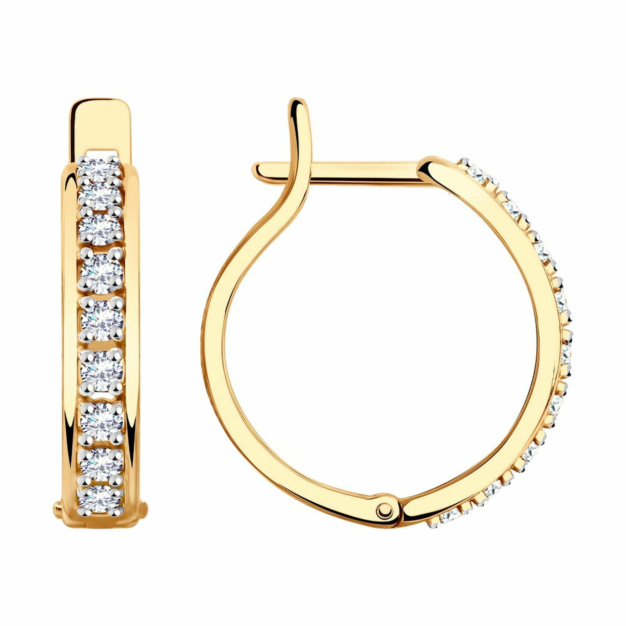 Серьги Diamant online, красное золото, 585 проба, фианит