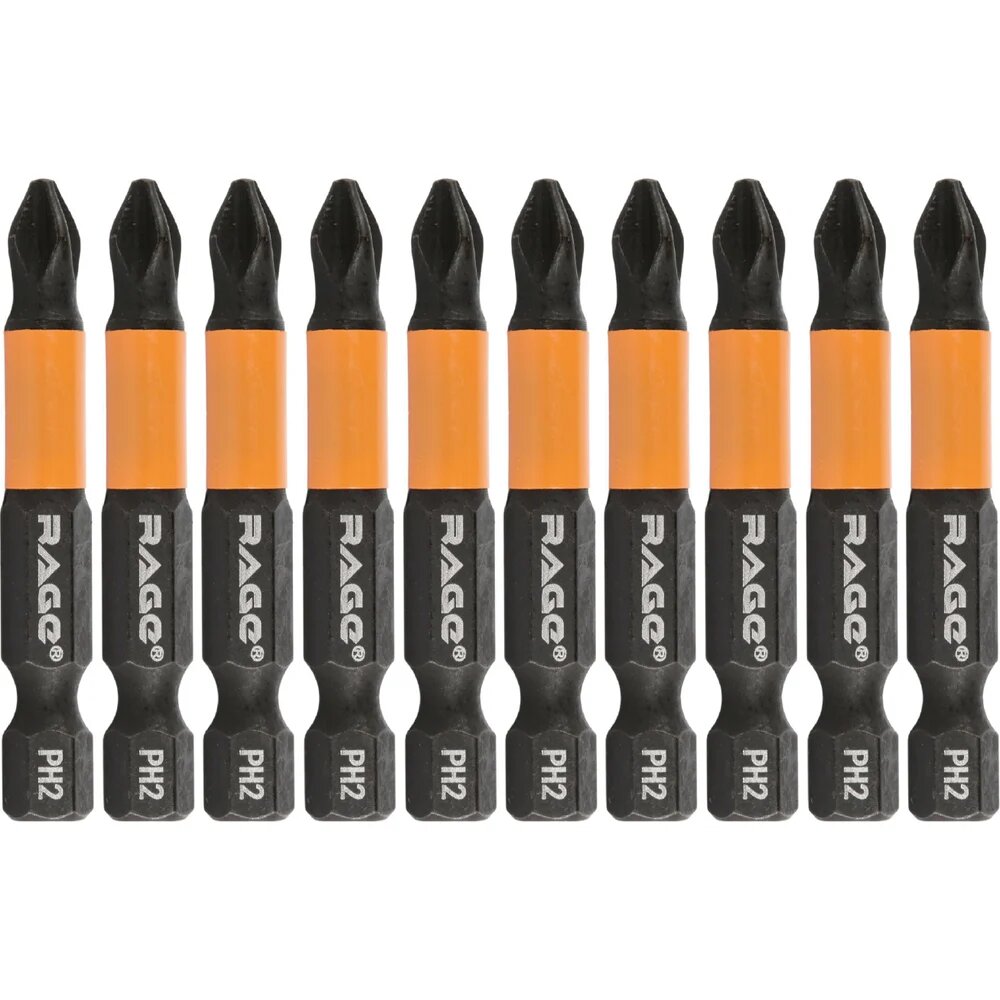 Биты для шуруповерта RAGE By VIRA магнитные S2 PH2 x 50 мм 10 шт, монтажных работ