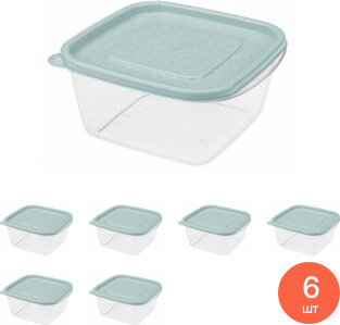Контейнер для хранения продуктов Phibo / Хибо Арт-Декор пластиковый с крышкой прозрачный объем 1л / емкость герметичная (комплект из 6 шт)