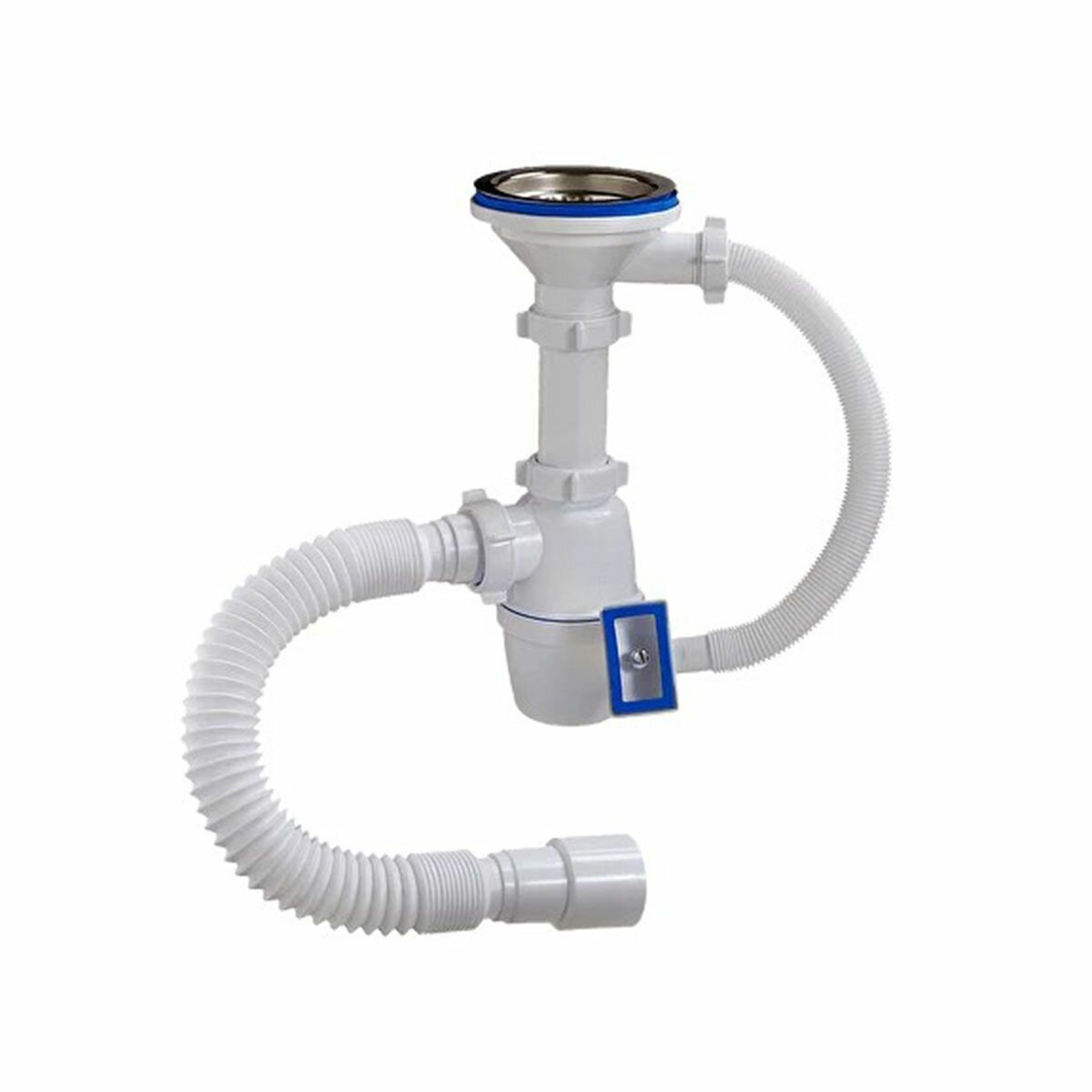 Сифон бутылочный Orio, 3 1/2" x 40 мм, с переливом и гофротрубой