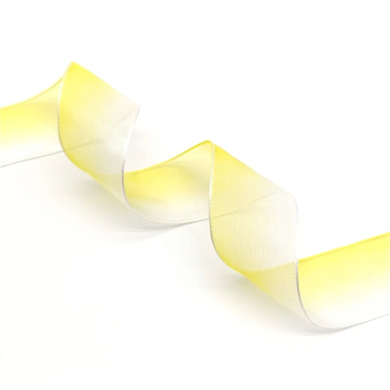 Ленты органзы градиентные LXGSMBENTENG 5 ярдов 25 мм Светло-желтый, Yellow-White