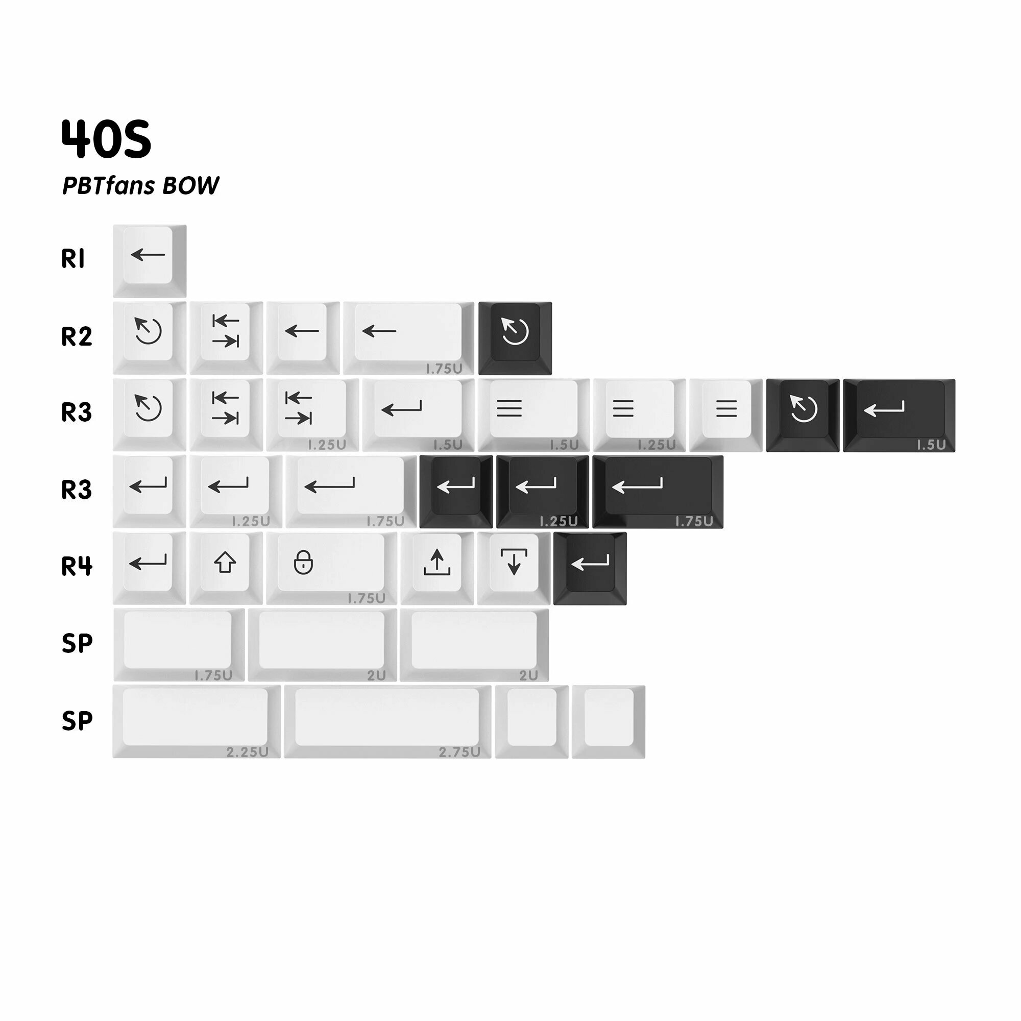 Keycaps PBTfans BOW 40s PBT Cherry Profile