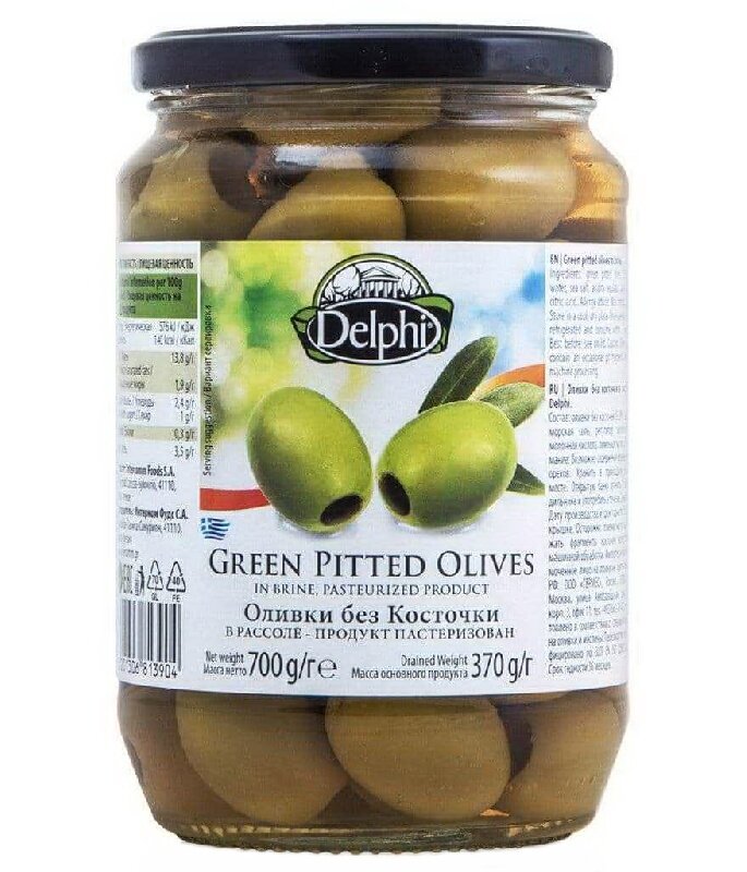 Оливки DELPHI без косточки в рассоле /стекло/ 700г