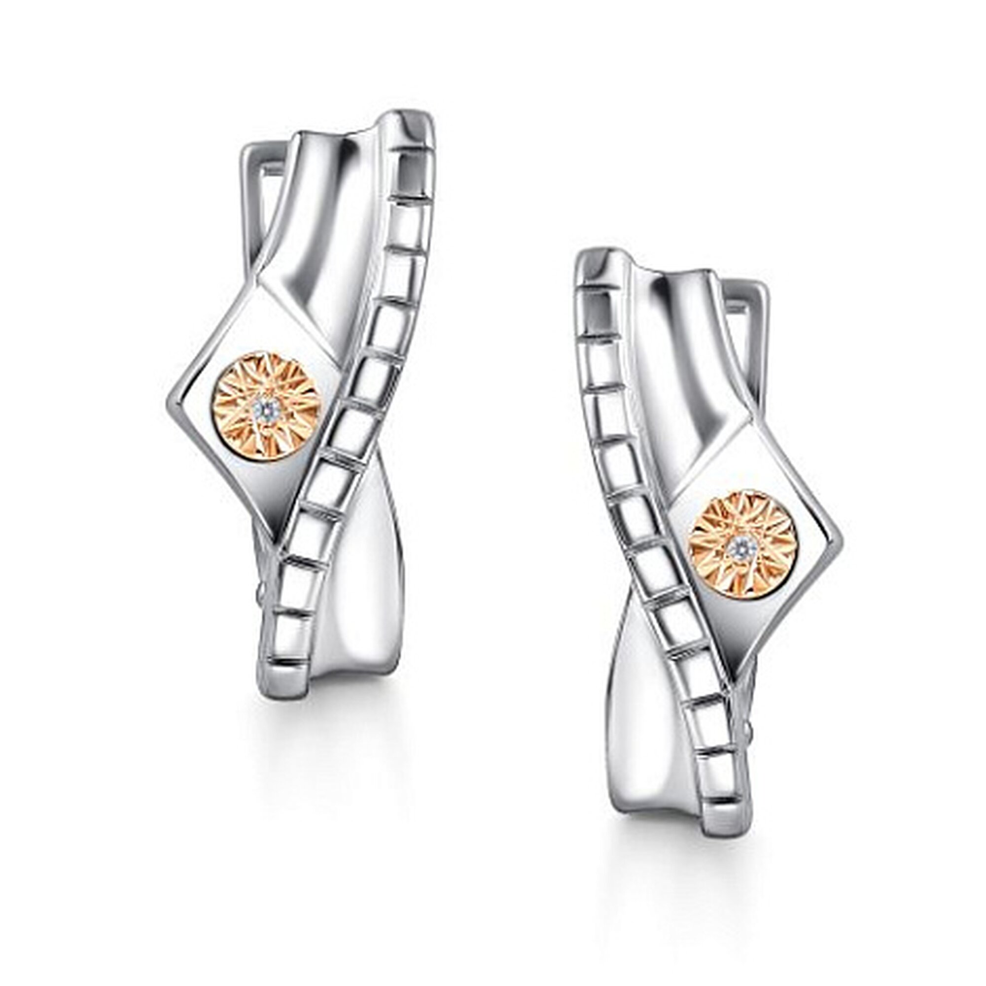 Серьги, серебро, 925 проба, родирование, бриллиант