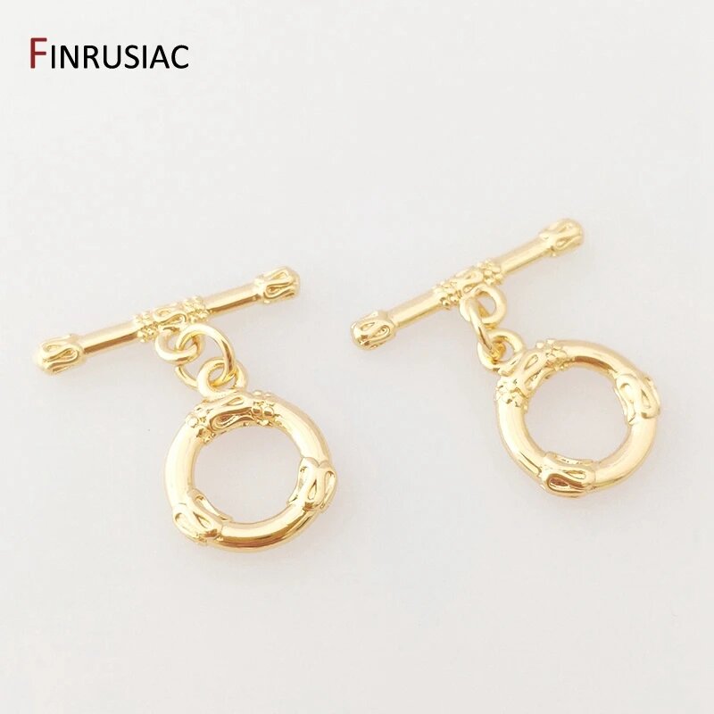 Тогглы для бижутерии FINRUSIAC, латунь, позолота 14K, 6 шт 2 pieces, 14K gold plated