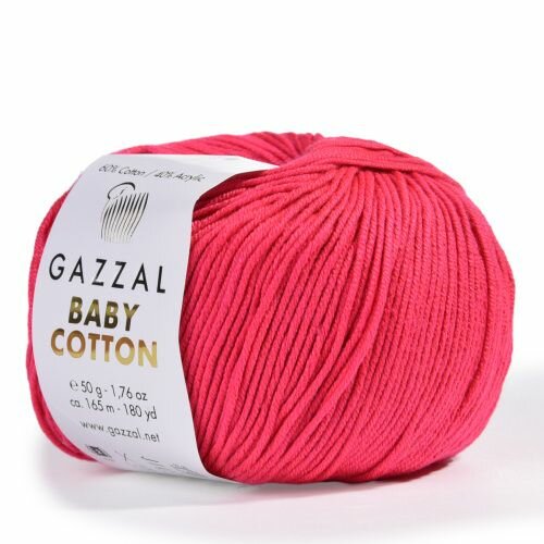 Пряжа Gazzal Baby cotton 3415 малиновый (50г/165м, упаковка 10 мотков)