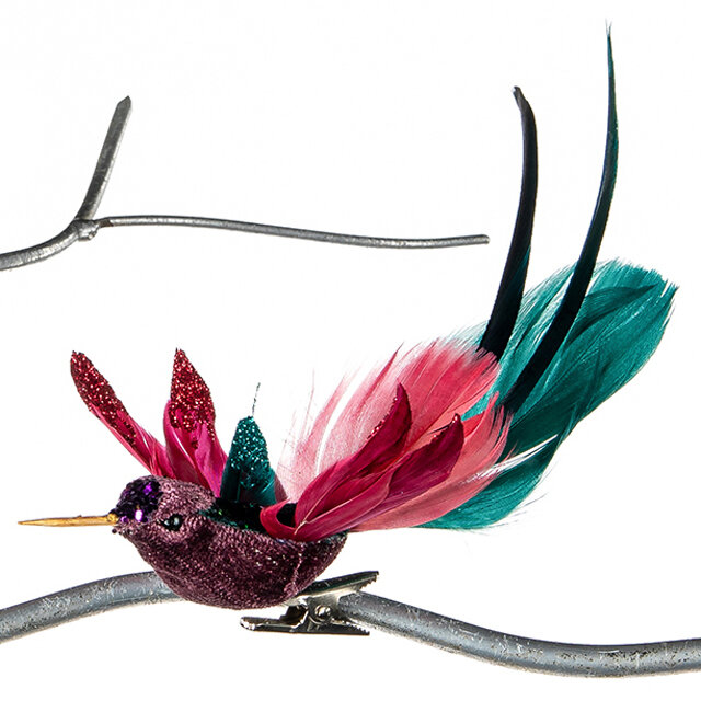 Елочная игрушка Колибри - Destello Brillante 19 см малиновая, клипса, Goodwill (Гудвилл), MC40228-2