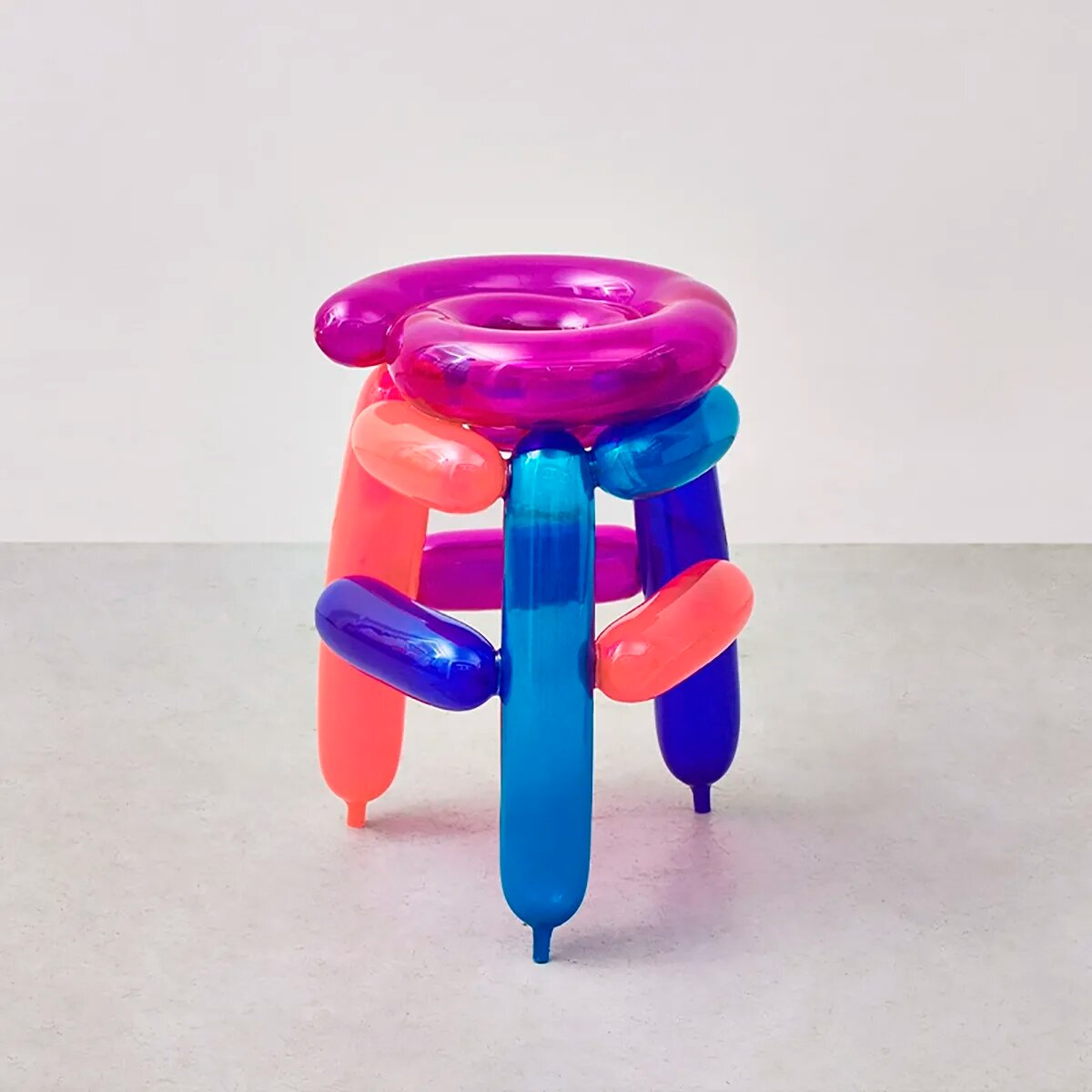Табурет дизайнерский из стекловолокна в стиле Blowing stool (высокий 38*38*47 см фиолетовая подушка, цветной)