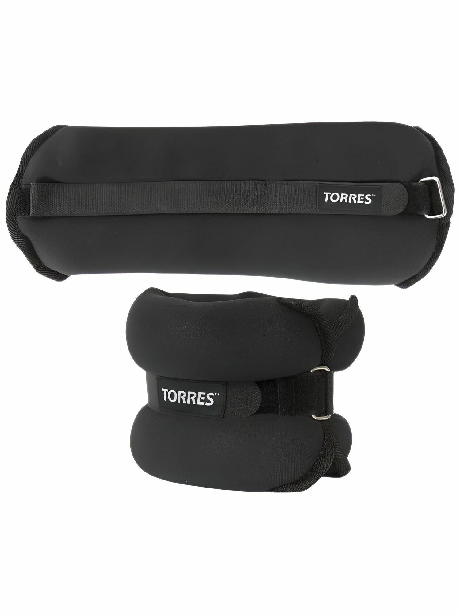 Утяжелители универсальныеTORRES 1 кг арт. PL110181,(2штх500г), неопрен, металл. песок, серо-черный