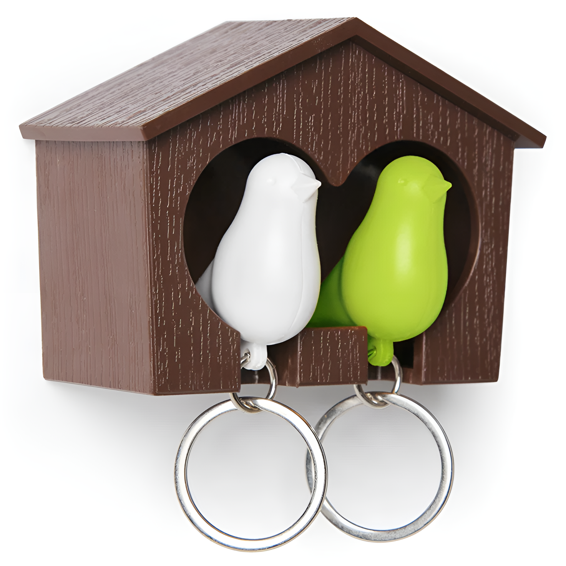 Держатель для ключей QUALY Duo Sparrow, коричневый/белый/зеленый