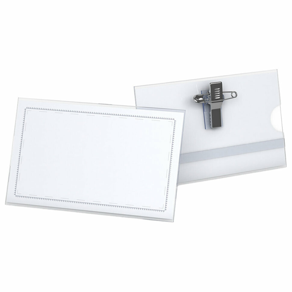 Бейдж горизонтальный ERICH KRAUSE (90х57 мм), с металлической клипсой и булавкой, 7078, 231901