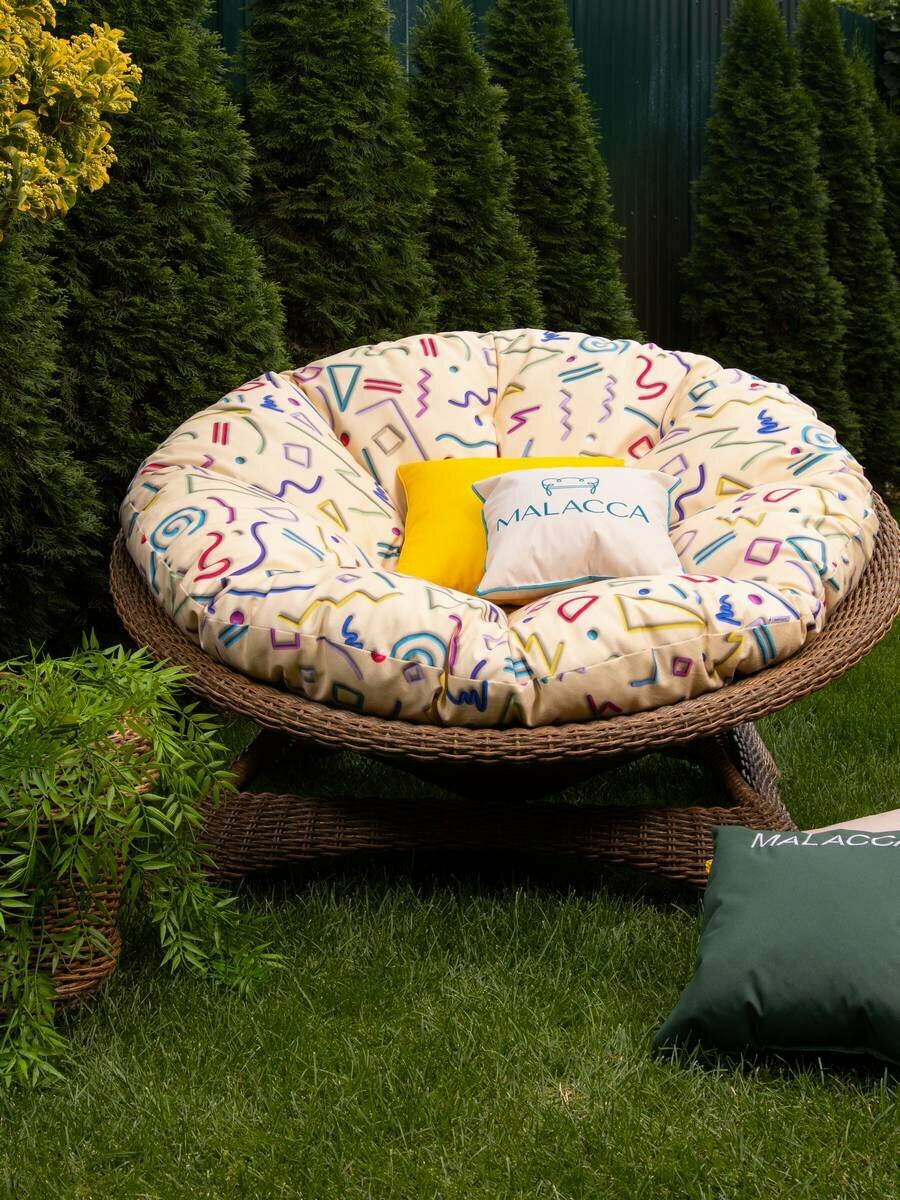 Садовое кресло MALACCA "Папасан Мальта", искусственный ротанг, цвет зебрано, с подушкой