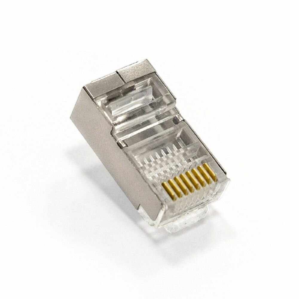 EXEGATE Коннектор EX293764RUS Коннектор PL45 - C5 - 8P8C - SH - 100 RJ - 45 Кат.5e 8P8C под одножильный кабель, экранированный, золотое напыление 100 шт