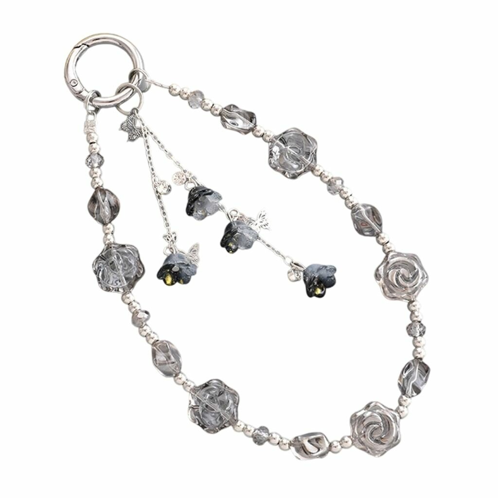 Элегантный подвесной брелок для телефона с розой и цветочным узором, Серый