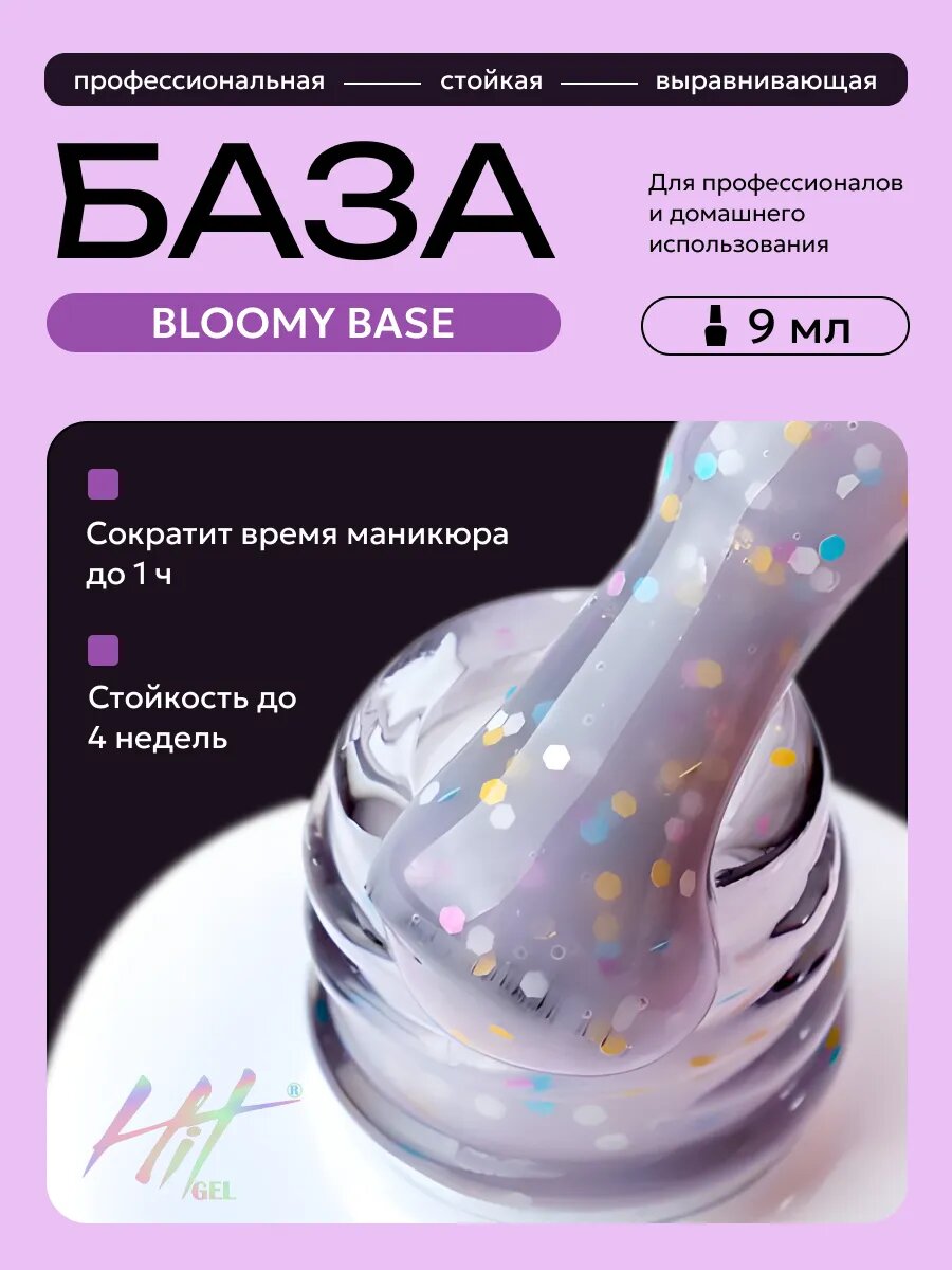Каучуковая база с многогранниками Bloomy Base №04, Hit Gel, 9 мл