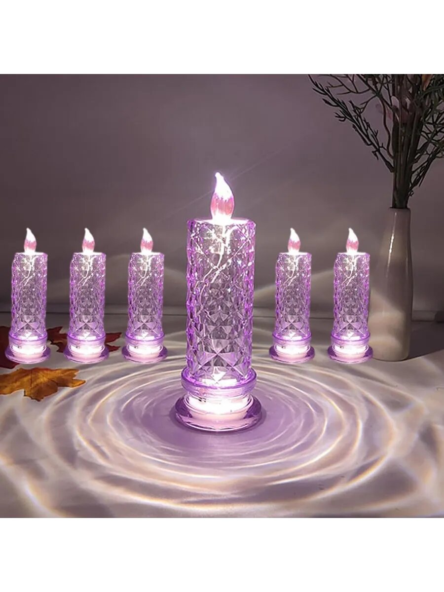 LED-кустовые свечи с кристаллом и розовыми бликами