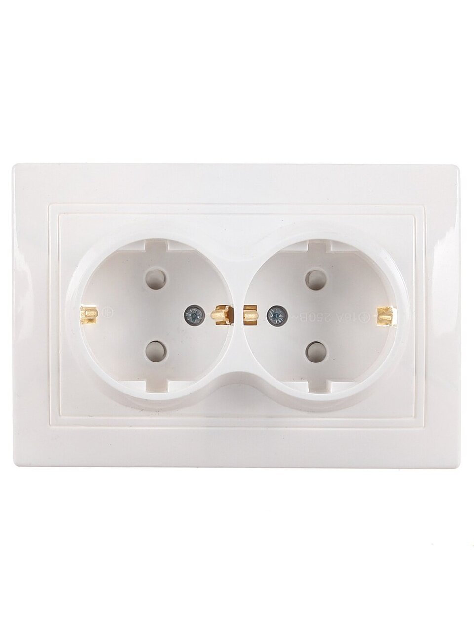 Розетка скрытая двойная TDM Electric Таймыр керамическая 16А с заземлением и защитными шторками белая