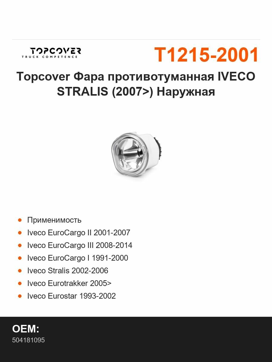 Topcover Фара противотуманная IVECO STRALIS (2007>) Наружная