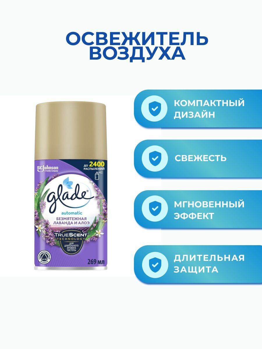 Glade сменный баллон Безмятежная лаванда и алоэ, 269 мл