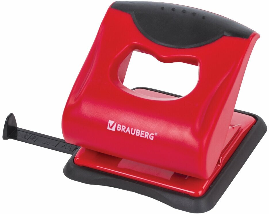 Дырокол BRAUBERG "JET PRO", до 30 листов, красно-черный, 228601, 228601