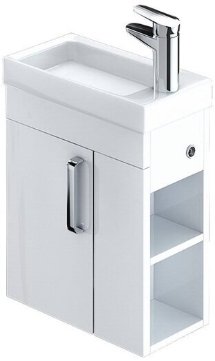 Тумба с умывальником подвесная IDDIS Torr 40 см полки справа Белый