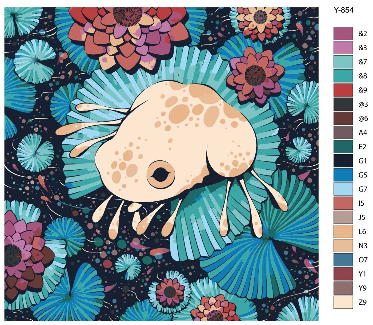 Картина по номерам Y-854 "Очаровательная лягушка на кубышке" 40х40