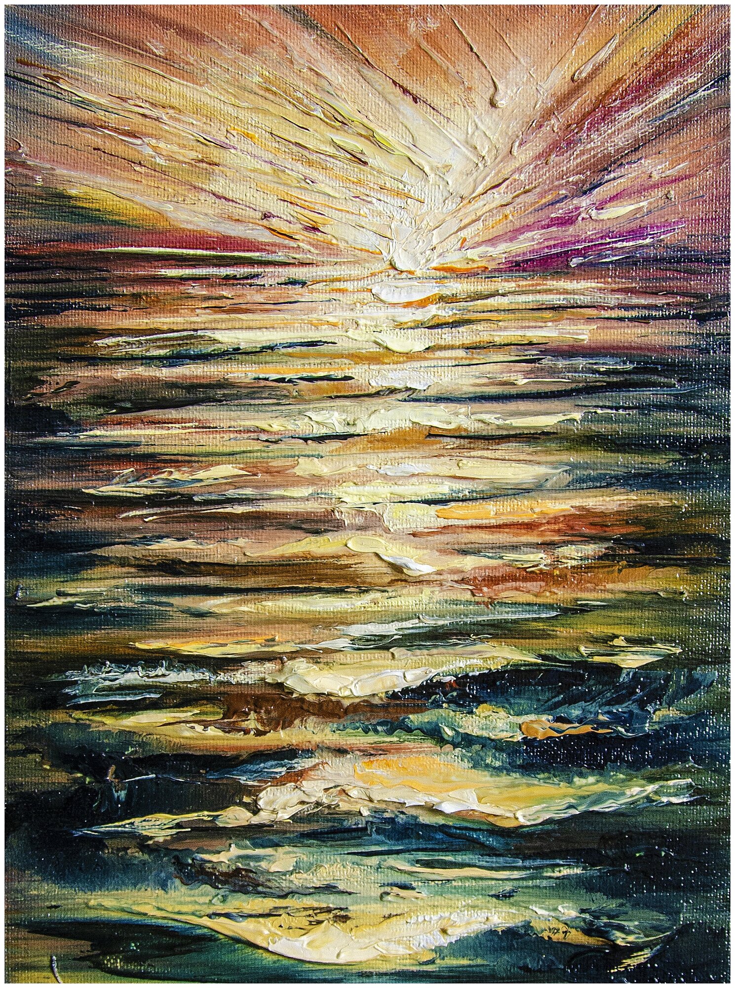 Современная живопись. "DAWN II" Картина маслом, холст на оргалите, 18х24 см.