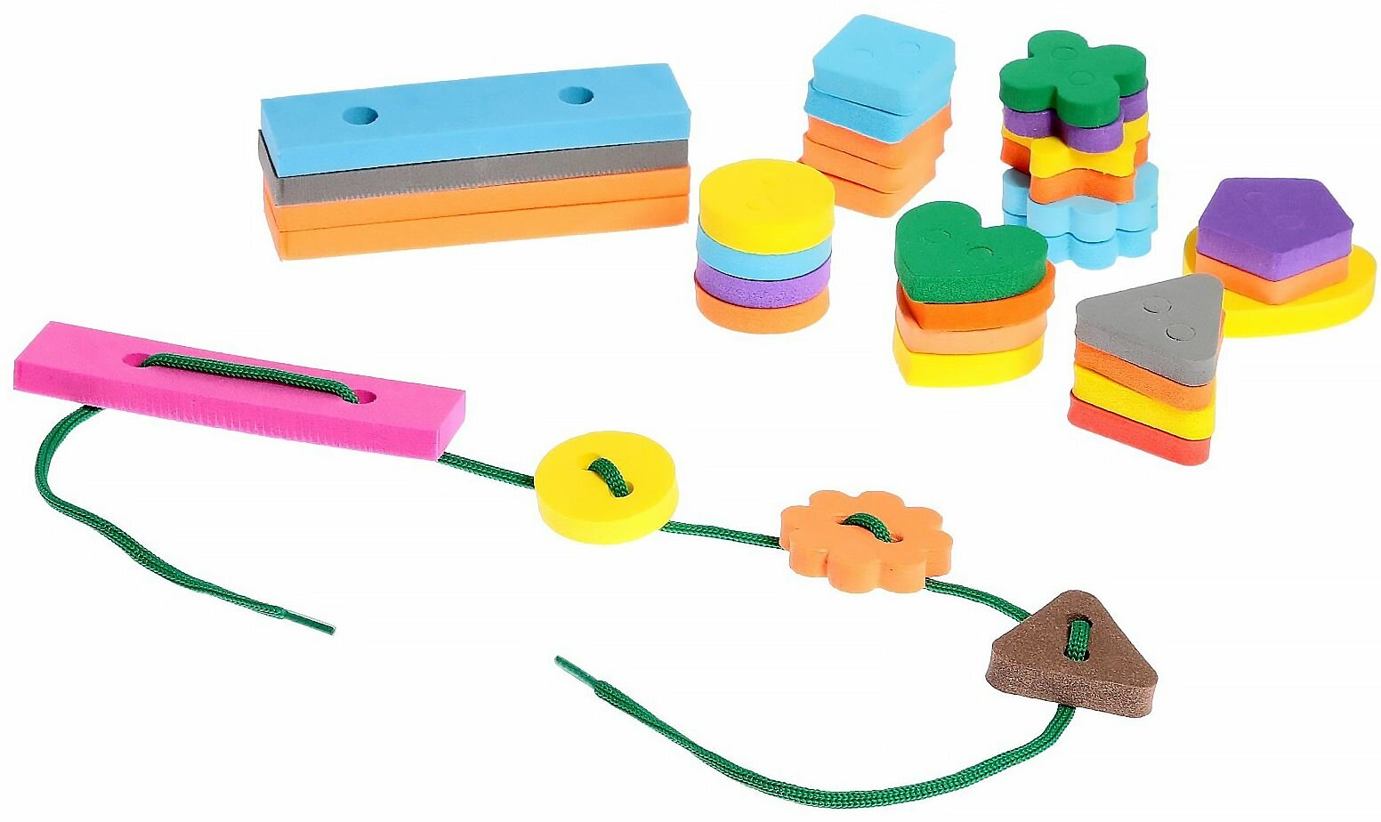 Развивающая шнуровка-сортер "Россыпь", игрушка на развитие мелкой моторики, учим цвета и фигуры, мягкие детали, дидактическая игрушка для малышей по методике Монтессори