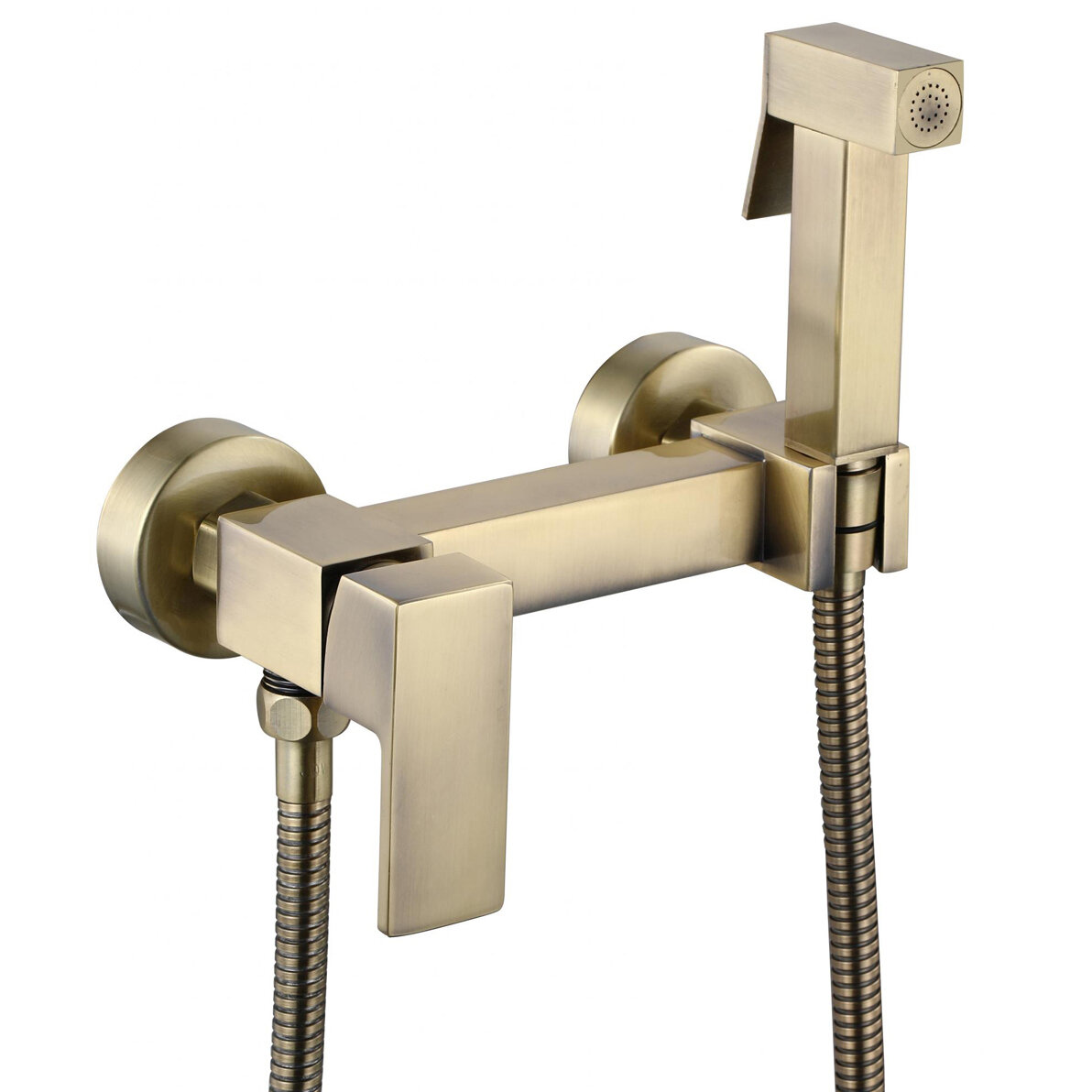 Смеситель для биде Savol Spirit 2.0 с ручным душем бронза матовая на стену 209 мм