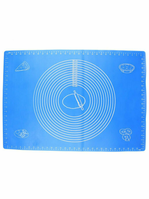 Коврик для выпечки и раскатки теста силиконовый 50х70 см./ коврик с разметкой, голубой