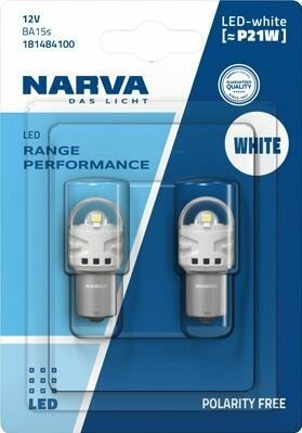 Автолампа P21W LED WHITE BA15s (блистер, 2шт) 12V (аналог N-18089-2бл) NARVA