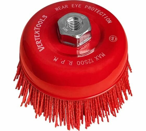 Щетка чашка нейлоновая для УШМ, 65 мм, М14 vertextools 12400-65