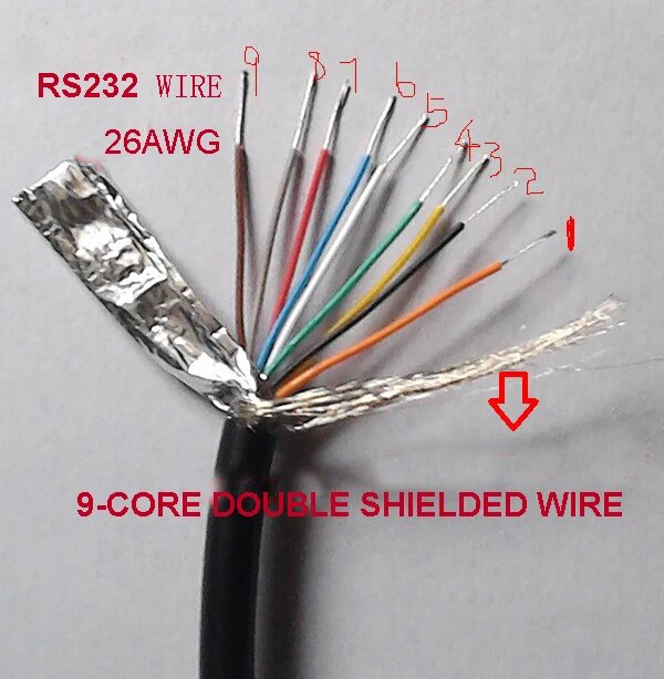 10 м Луженый Медный 9-жильный двойной экранированный кабель/RS232 линия 26AWG экранированный кабель od6.3мм