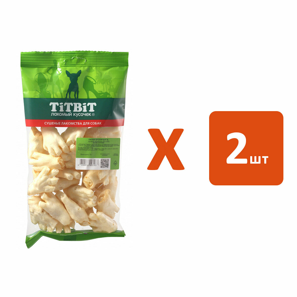 Лакомство TIT BIT для собак лапки кроличьи XL (1 шт х 2)