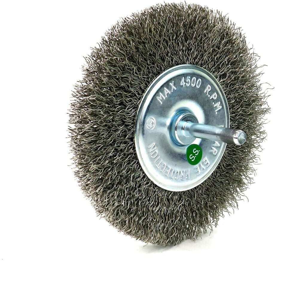 Щетка для дрели дисковая 100x10 мм, с хв-м 6 мм, гофрированная нержавеющая сталь 0.30 мм 13-174 EuroBrush EB-D100SS