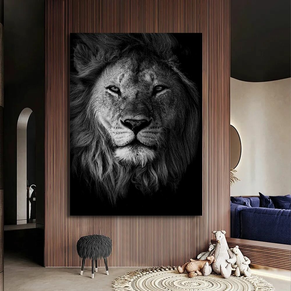 Картина лев, лев и львица, семья львов, 30х40