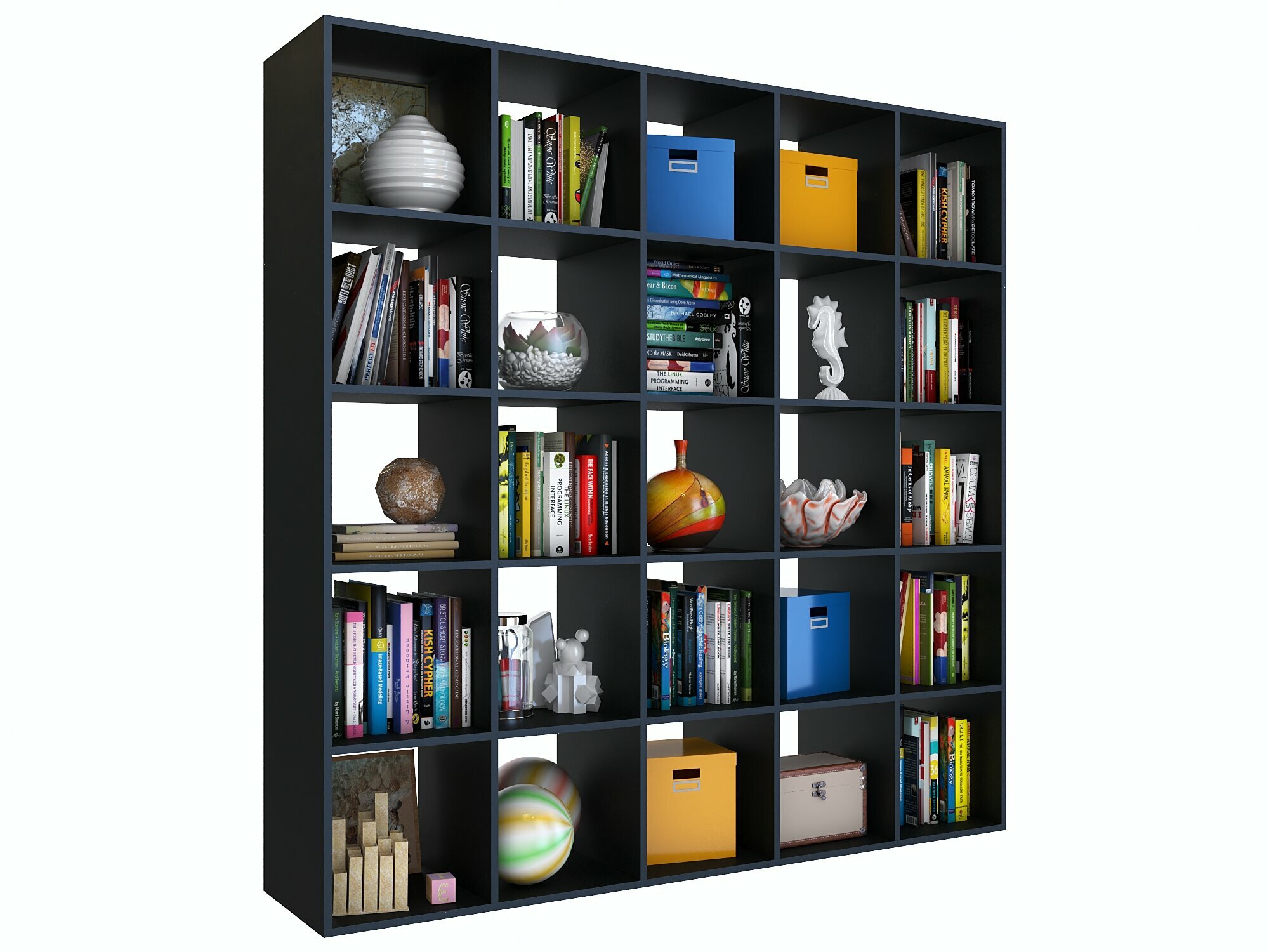 Стеллаж для книг с полками Мебель на Руси 25 секций "Каллакс" 177х177х39, черный