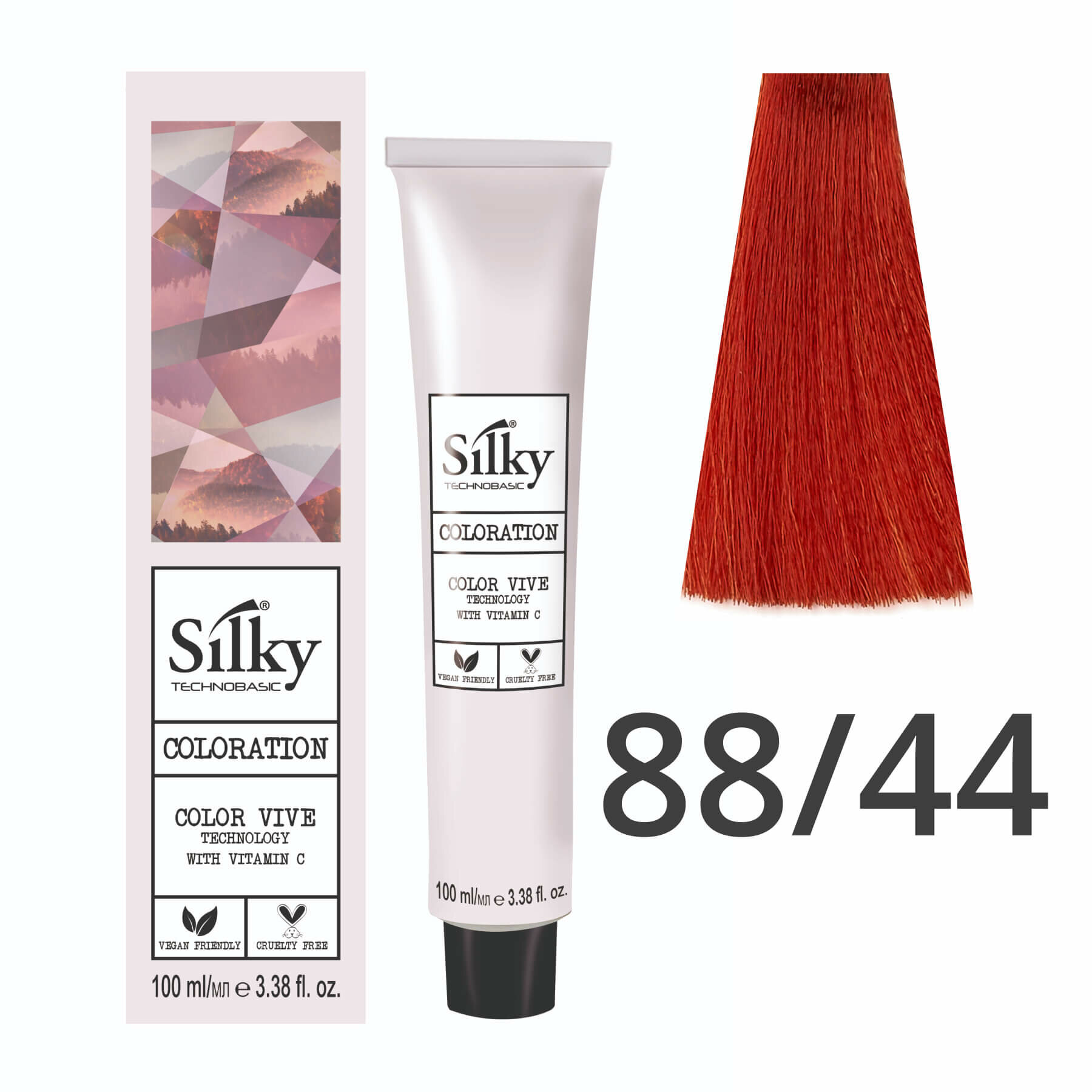 Крем - краска для волос профессиональная Silky Color Vive/Ultralift 88/44 Светлый русый Интенсивный медный, 100 мл