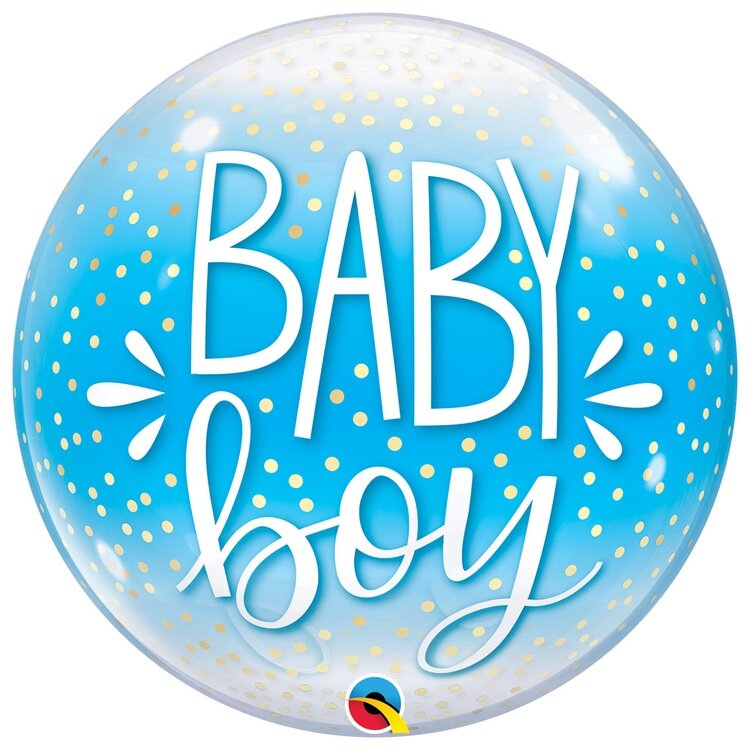 Воздушный шар КНР bubble 22" baby boy конфетти, фольгированный