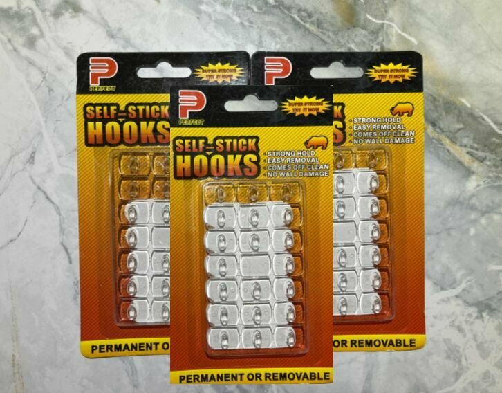 Крючки самоклеящиеся для проводов, гирлянд, электрогирлянд, 21 крючок, 3 упаковки