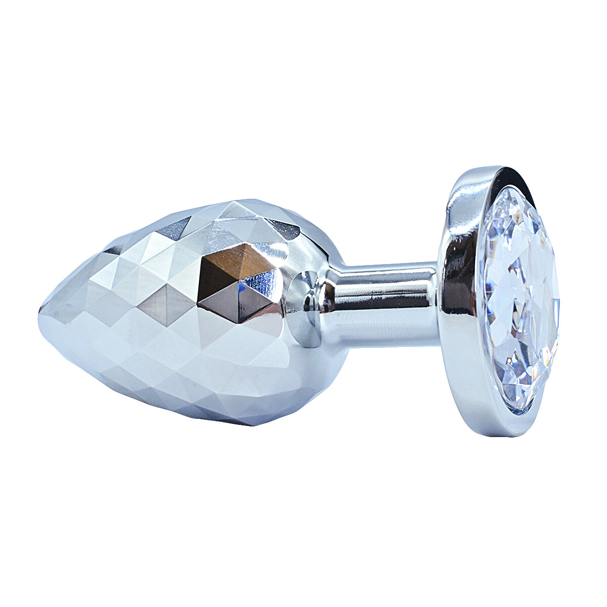 Анальная пробка текстурная с прозрачным кристаллом Small, d 2,5 см