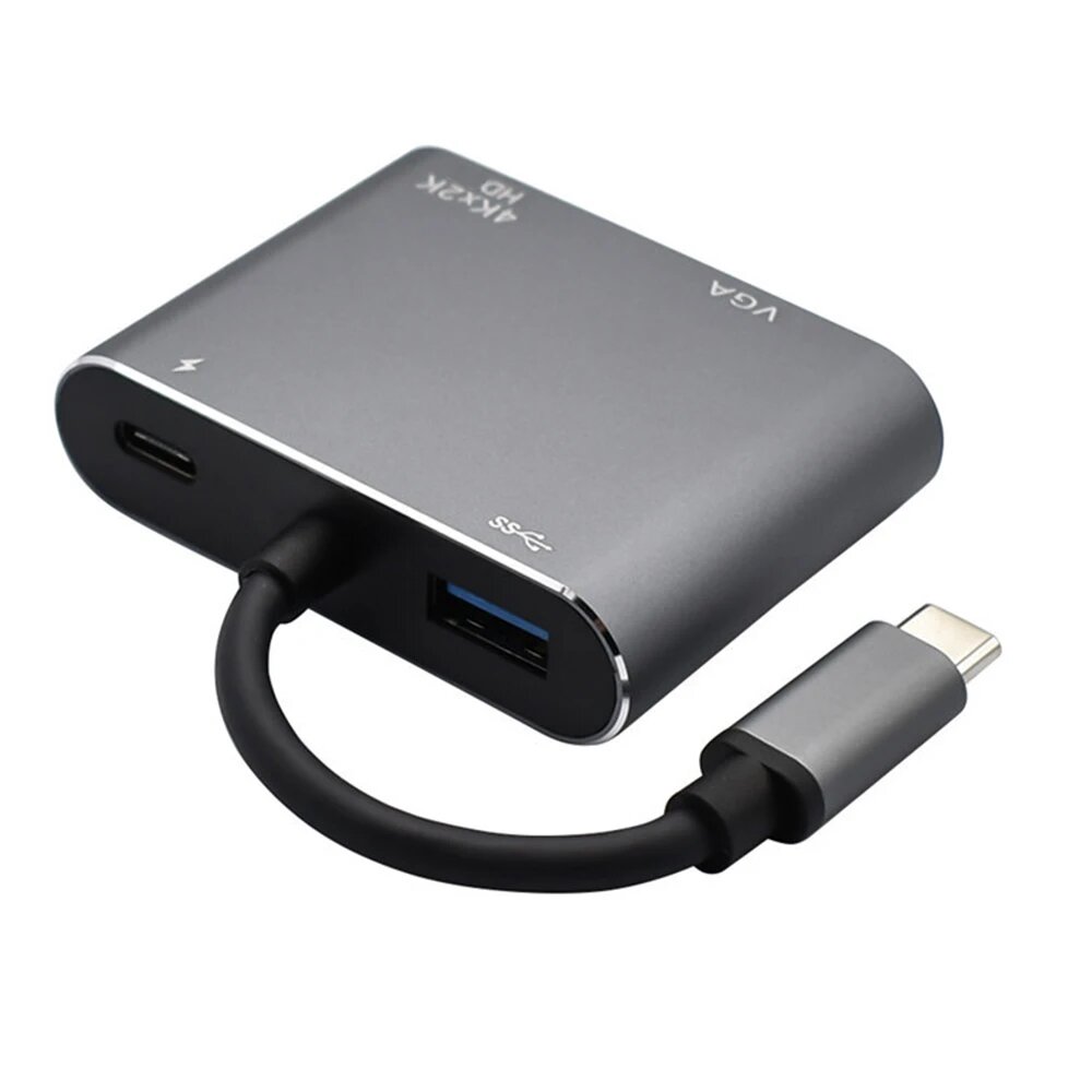 Концентратор USB 3.0 4 в 1, адаптер для ноутбука VGA, зарядка PD, 4 порта, HDMI-совместимый 4K ноутбук, разветвитель Type-C, док-станция