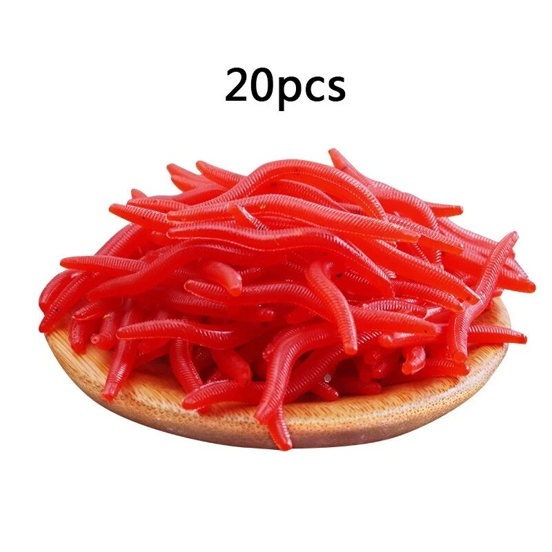 Красный мягкий силиконовый червяк для рыбалки 35 мм 3.5cm, 20pcs